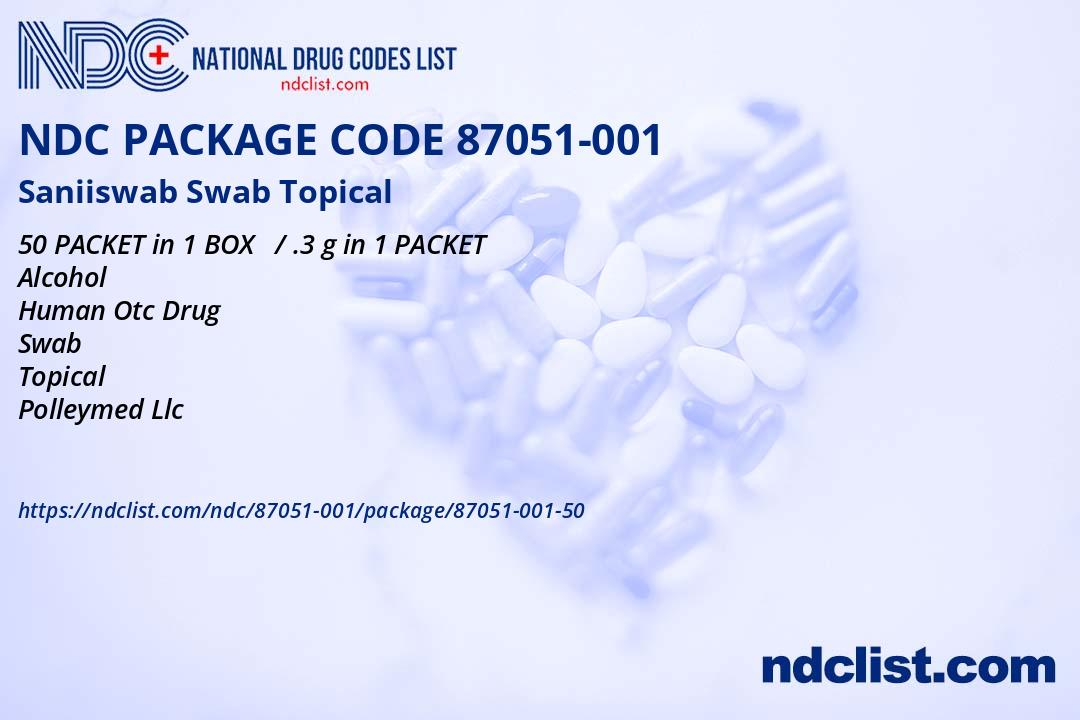 NDC Package 87051-001-50 Saniiswab Swab Topical