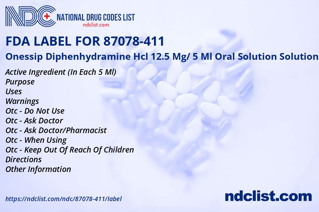 FDA Label for Onessip Diphenhydramine Hcl 12.5 Mg/ 5 Ml Oral Solution Solution Oral ...