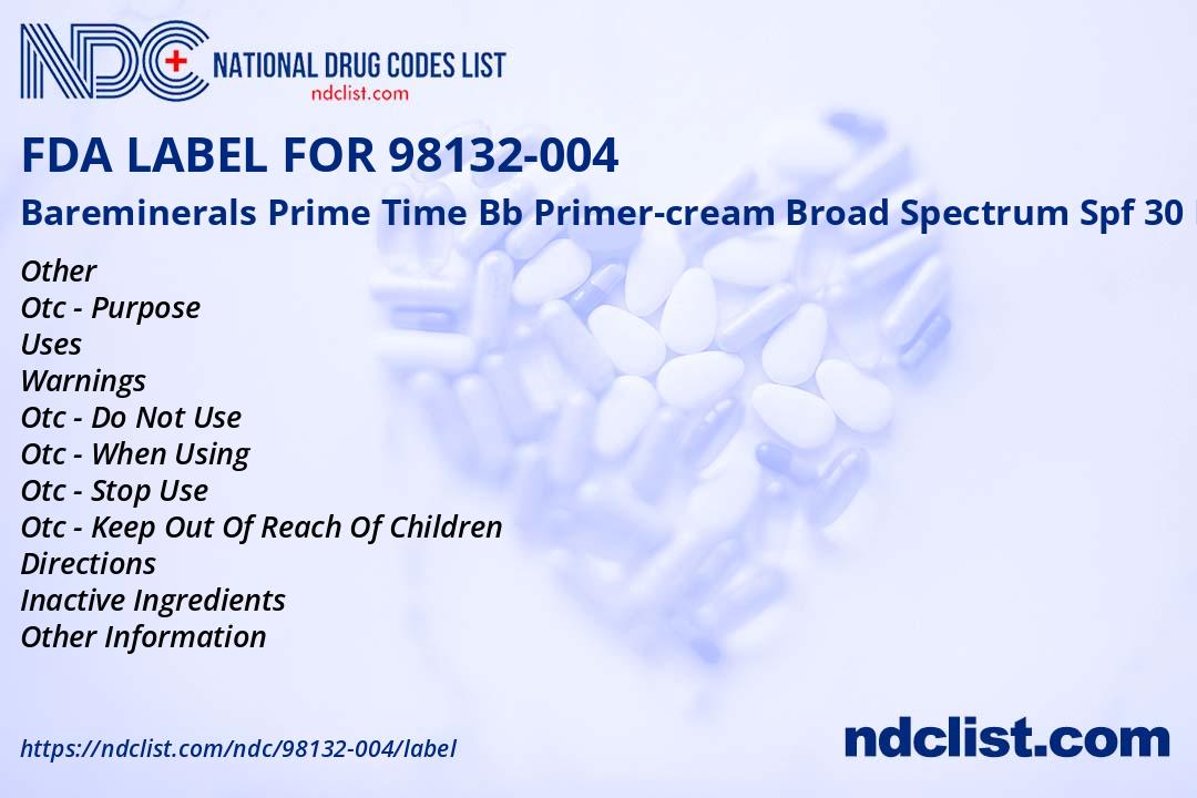 FDA Label for Bareminerals Prime Time Bb Primer-cream Broad Spectrum ...