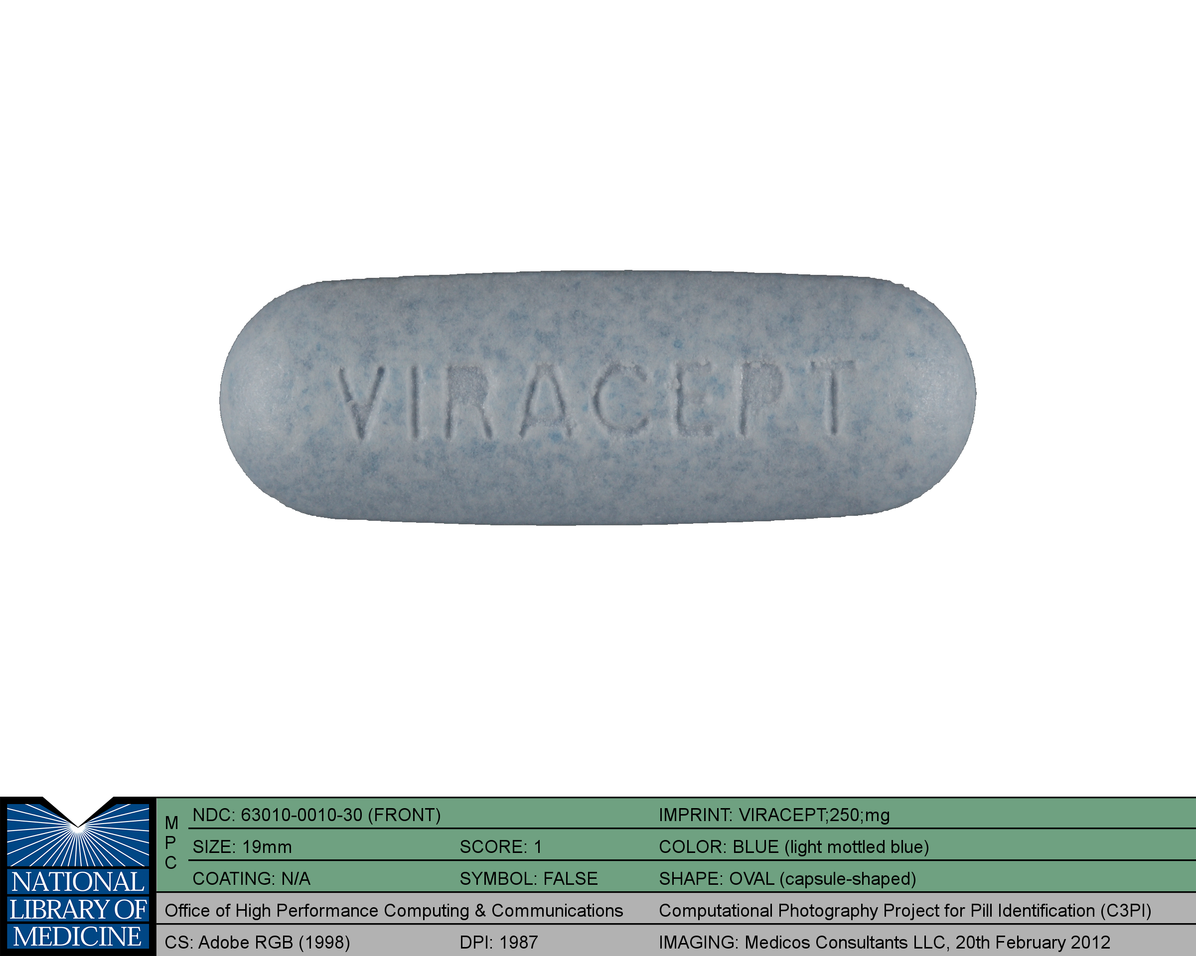 Pill Identifier Viracept - Size, Shape, Imprints and Color