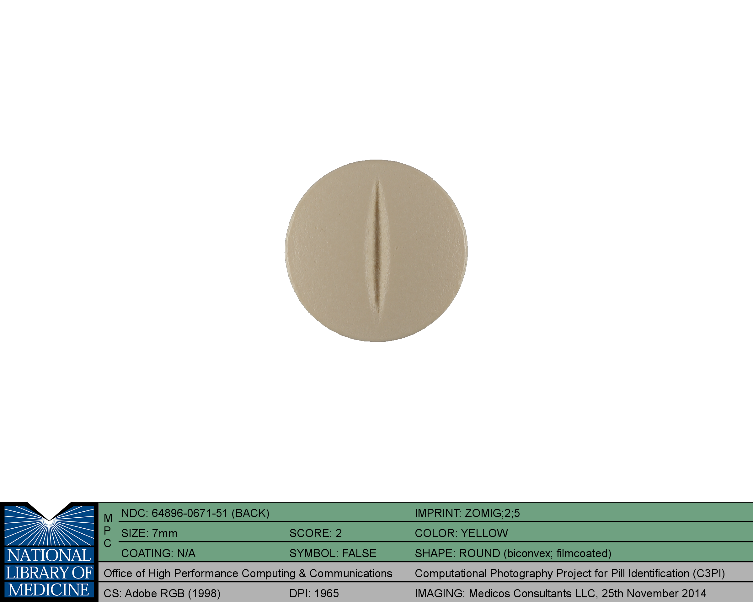 Pill Identifier Zomig - Size, Shape, Imprints and Color