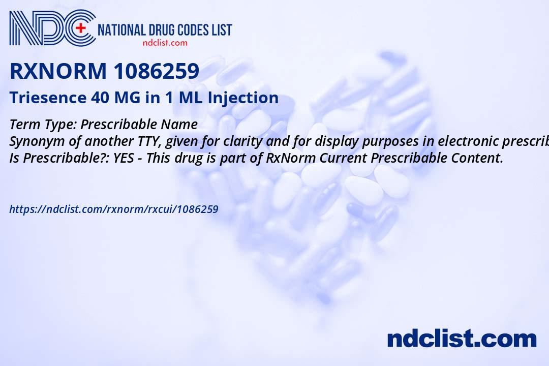 RxNorm 1086259 Triesence 40 MG in 1 ML Injection
