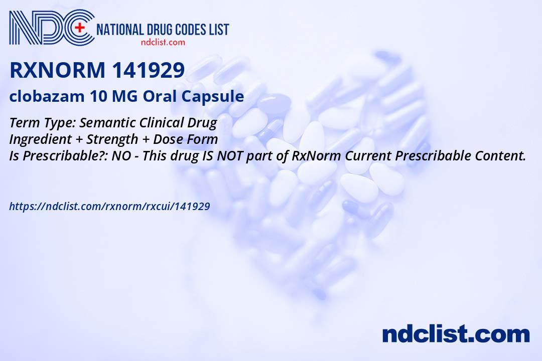 RxNorm 141929 clobazam 10 MG Oral Capsule