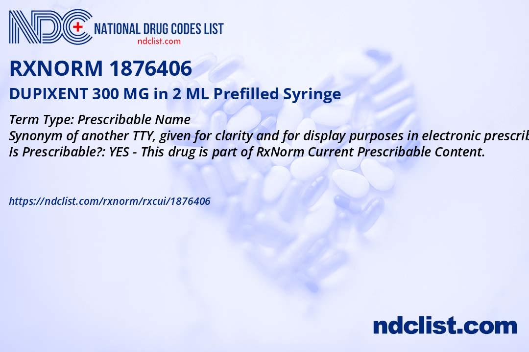 RxNorm 1876406 DUPIXENT 300 MG in 2 ML Prefilled Syringe