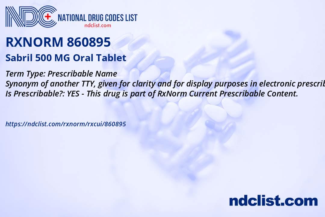 RxNorm 860895 Sabril 500 MG Oral Tablet