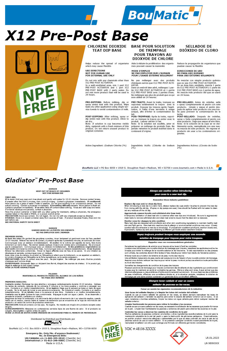 Animal NDC 48106-2049-6 X12 Pre-post Base Concentrate Chlorine Dioxide Teat Dip