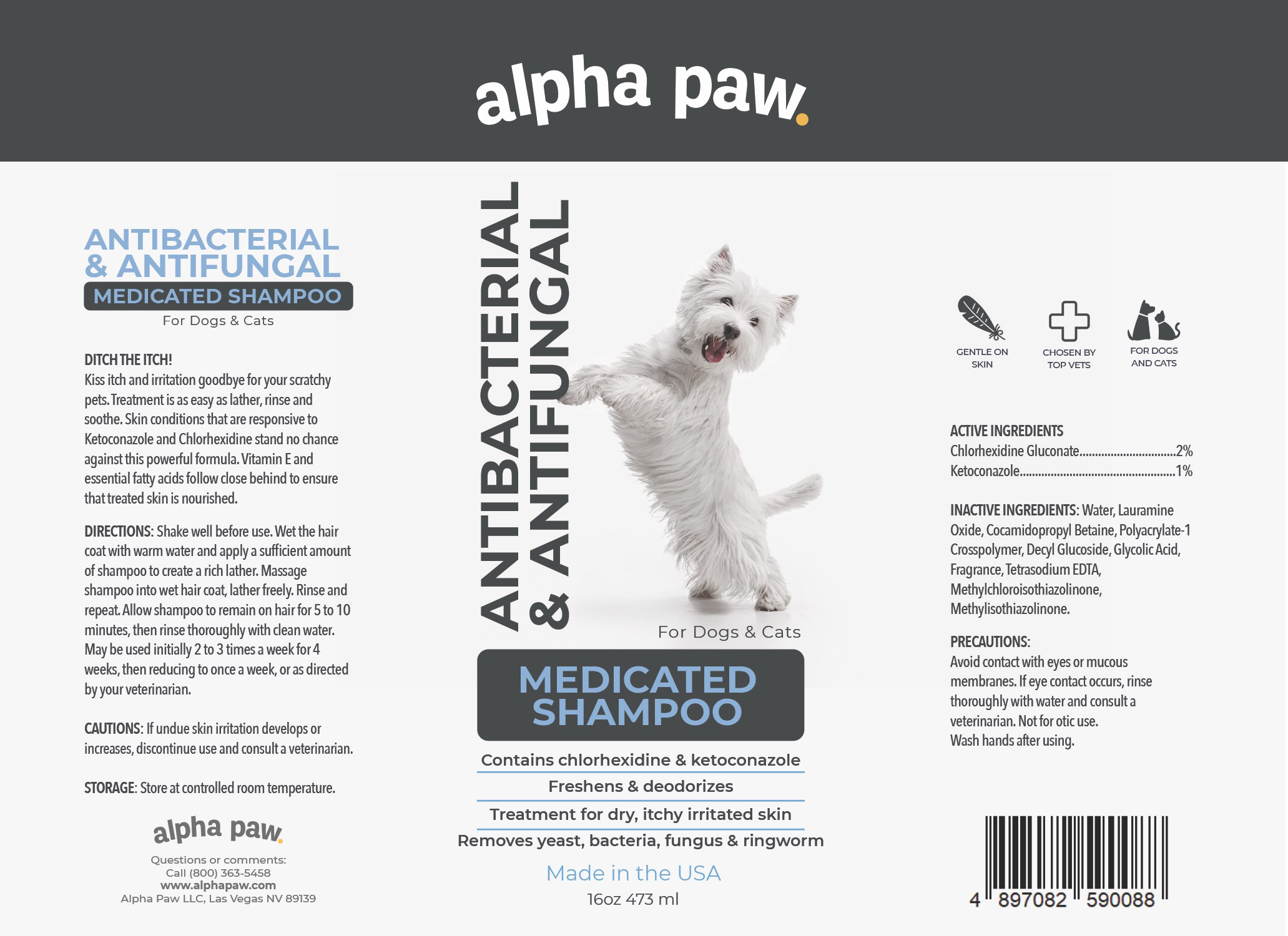 Animal NDC 86175-002-16 Antibacterial Antifungal Medicated ...