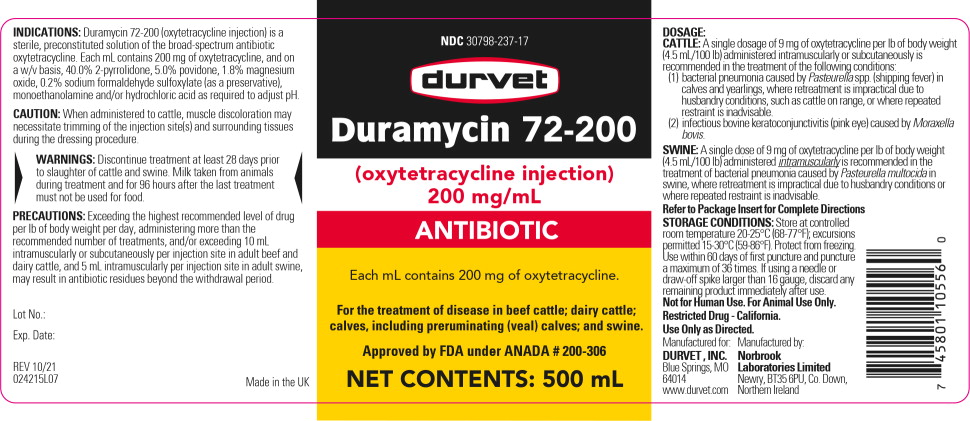 Animal NDC 30798-237-10 Duramycin 72-200 Oxytetracycline
