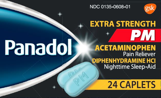 NDC 0135-0608 Panadol PM Tablet, Film Coated Oral Label Information ...
