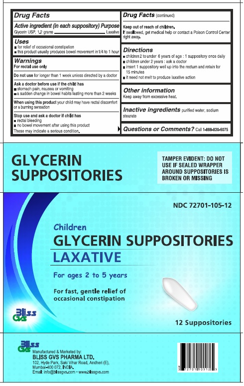 NDC 72701-105 Bliss Gvs Children Suppository Rectal