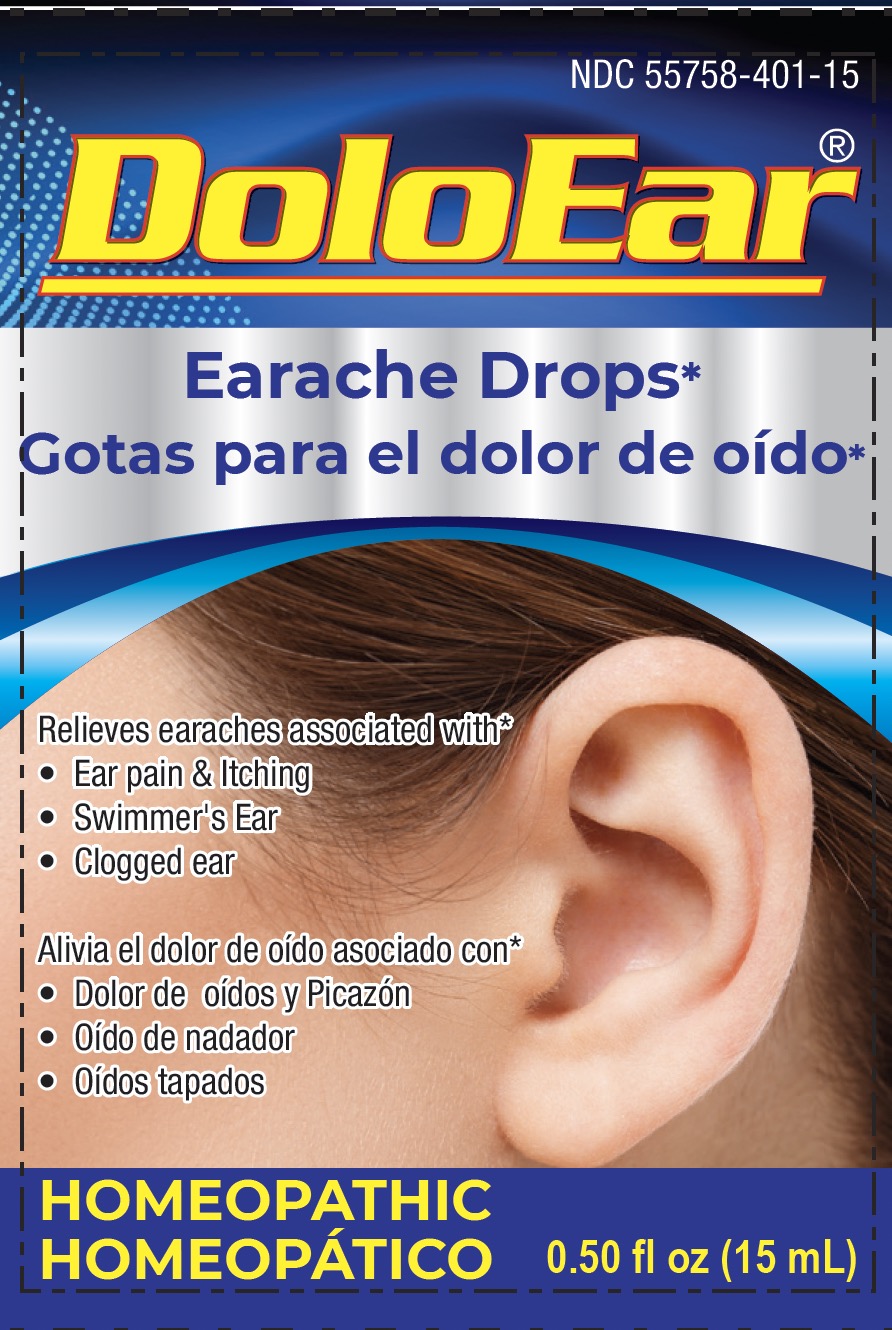 NDC 55758-401 Doloear Solution/ Drops Auricular (otic)