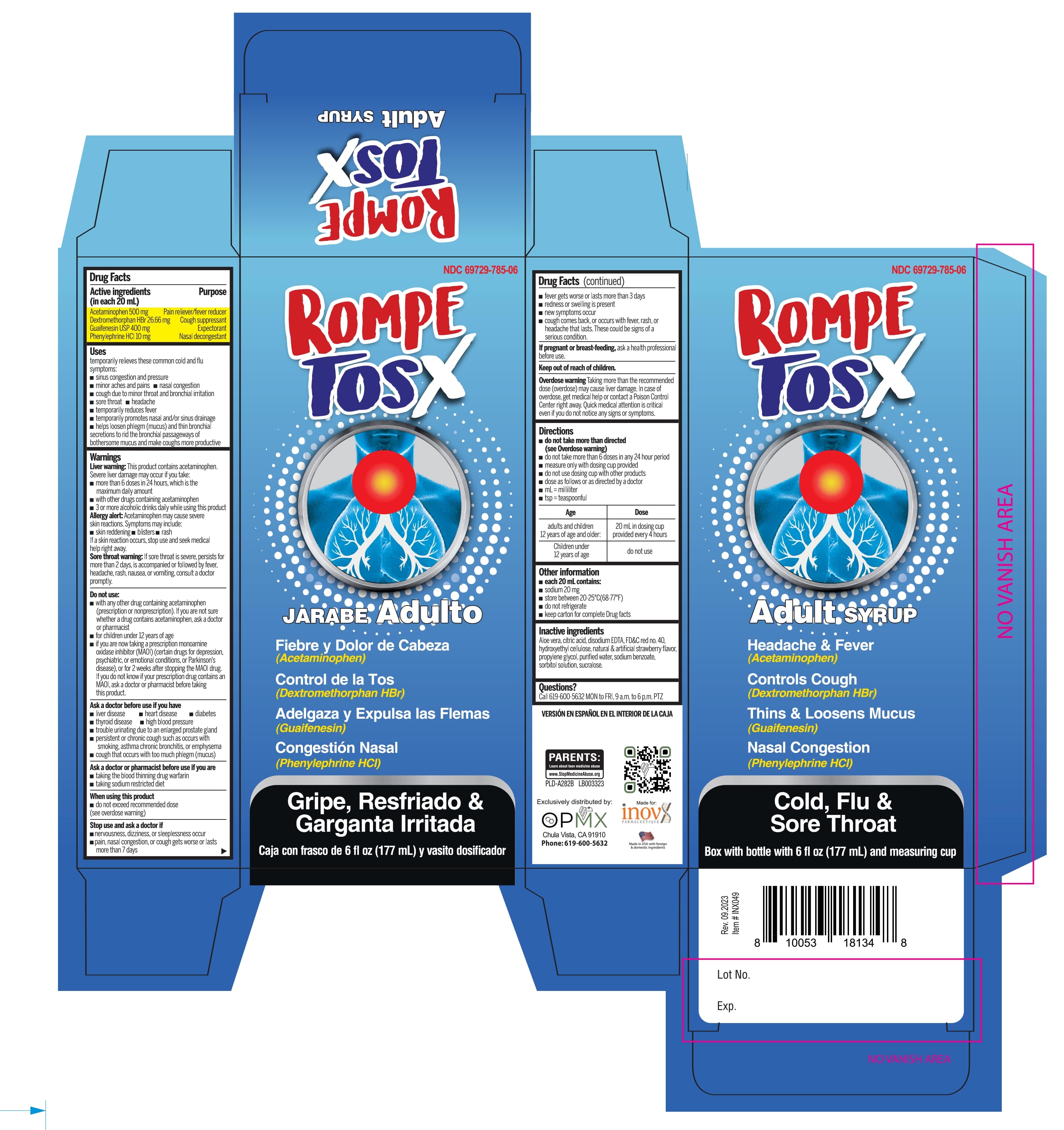 Label Rompe Tos X Adults Syrup Oral - Indications, Usage & Precautions