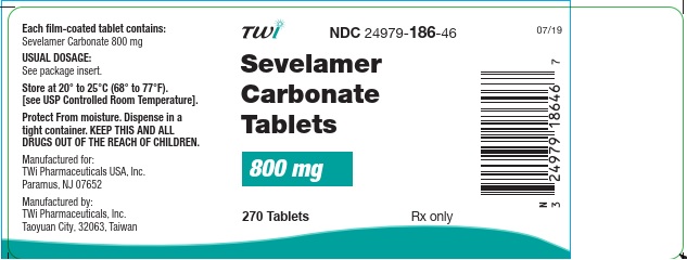 NDC 24979-186 Sevelamer Carbonate Sevelamer Carbonate