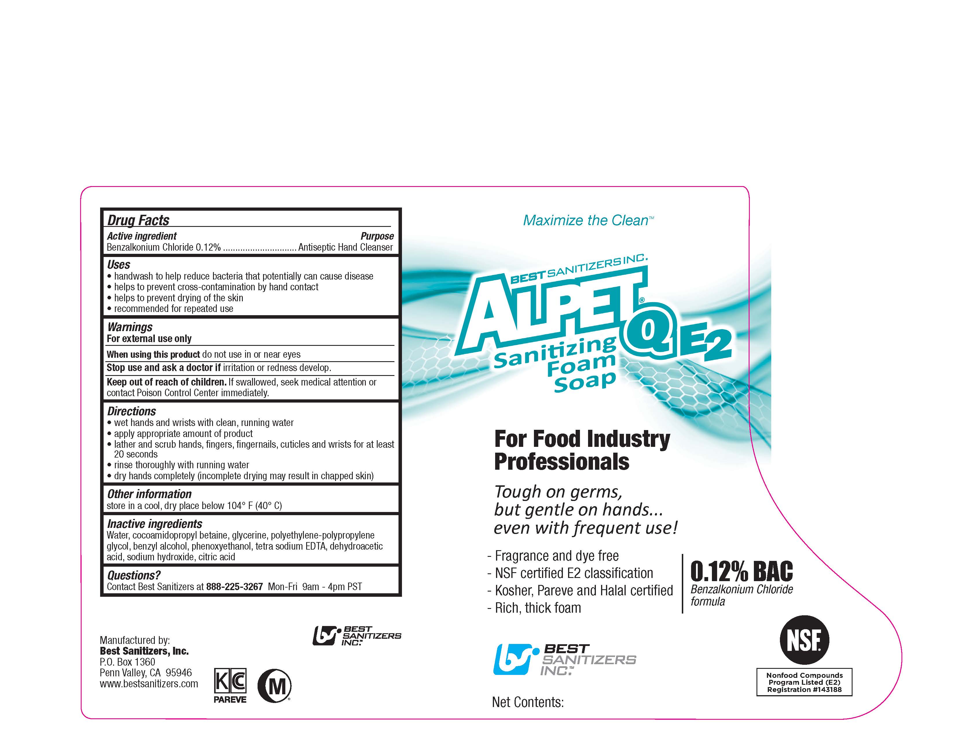 Alpet Qe2 Sanitizing Foam Liquid- Images NDC59900-214