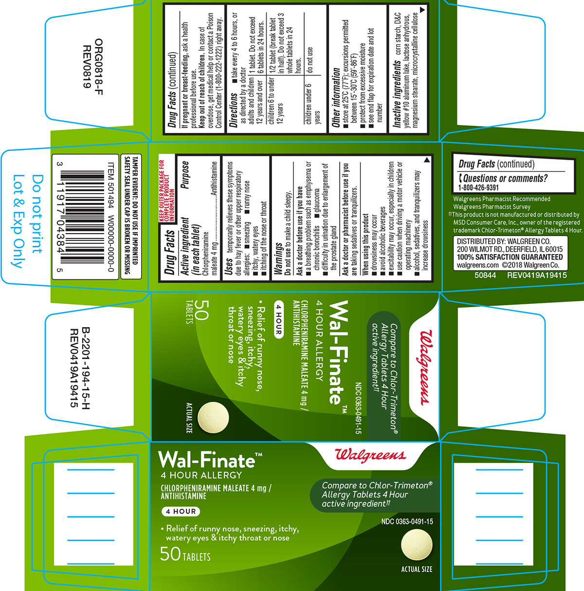 NDC 0363-0491 Wal-finate Tablet Oral