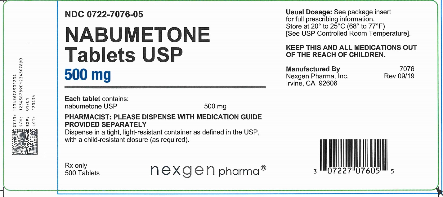 NDC 0722-7076 Nabumetone 500 Mg