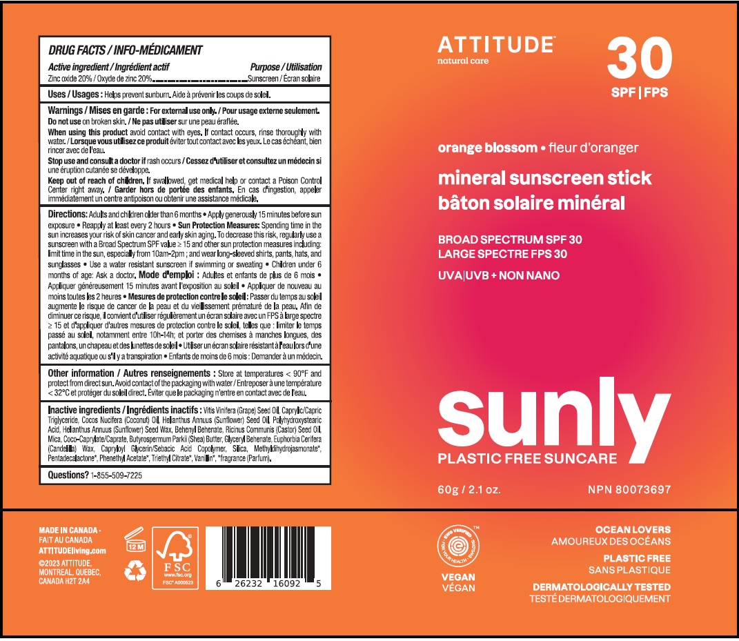 Product Images Attitude Sunly Mineral Sunscreen Stick Orange Blossom ...
