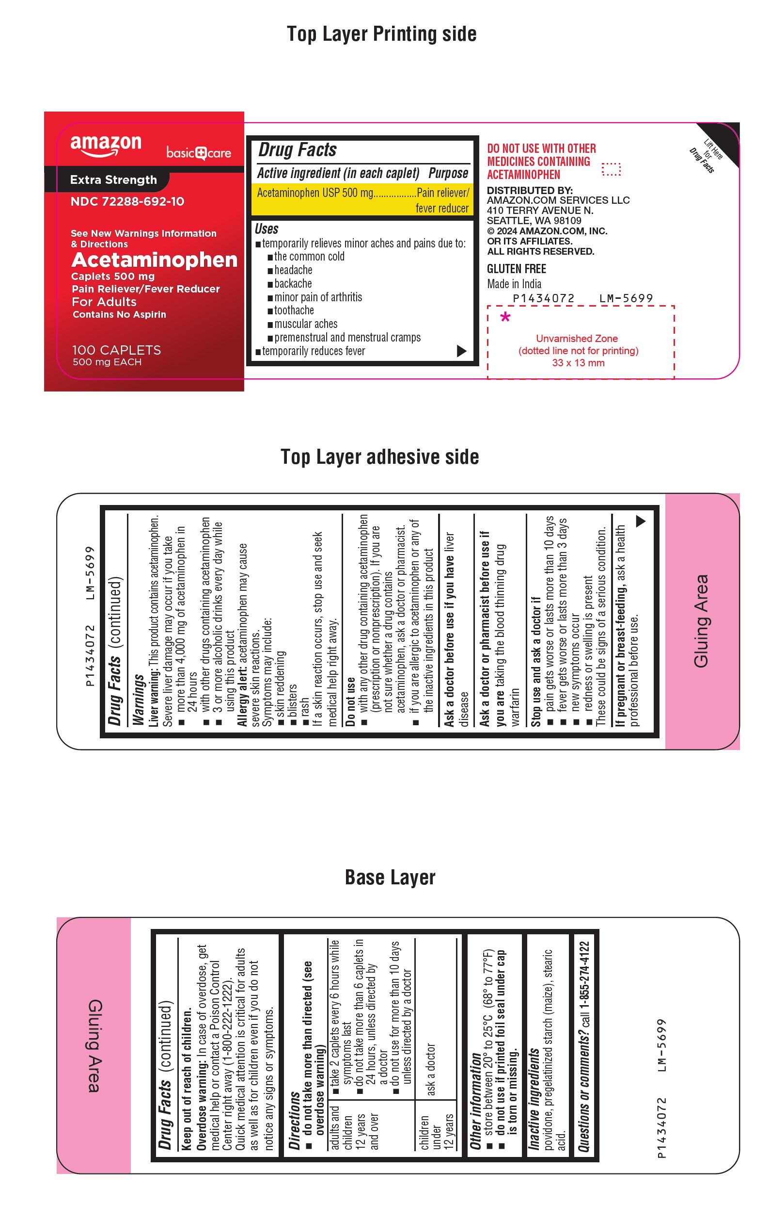 Amazon Basic Care Acetaminophen Tablet- Images NDC72288-692