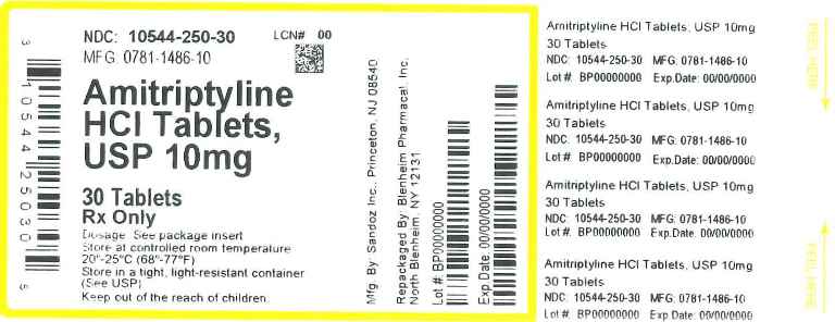 NDC 10544-250 Amitriptyline Hydrochloride