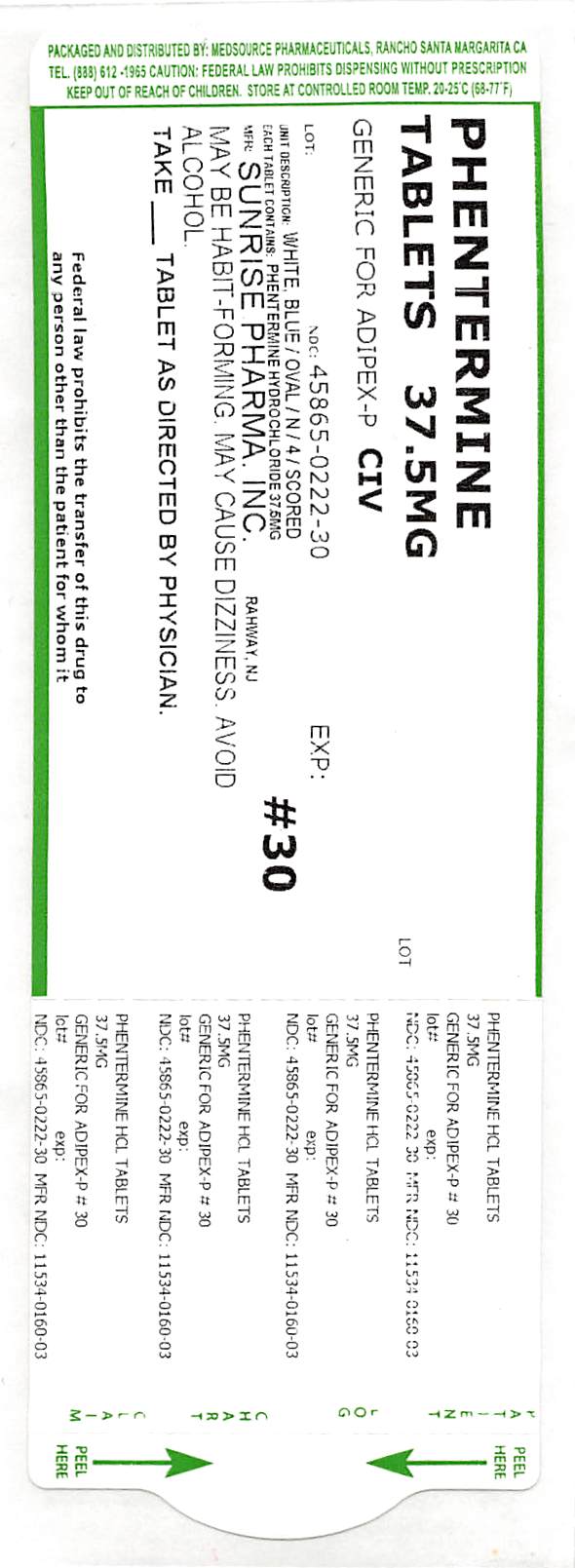 FDA Label for Phentermine Hydrochloride Tablet Oral - Indications ...