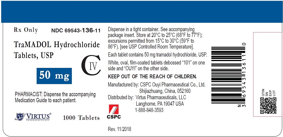 NDC 69543-136 Tramadol Hydrochloride Tramadol Hydrochloride