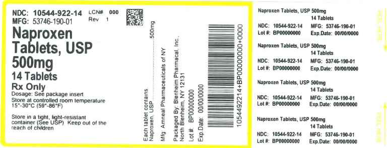 NDC 10544-922 Naproxen Label Information - Details, Usage & Precautions