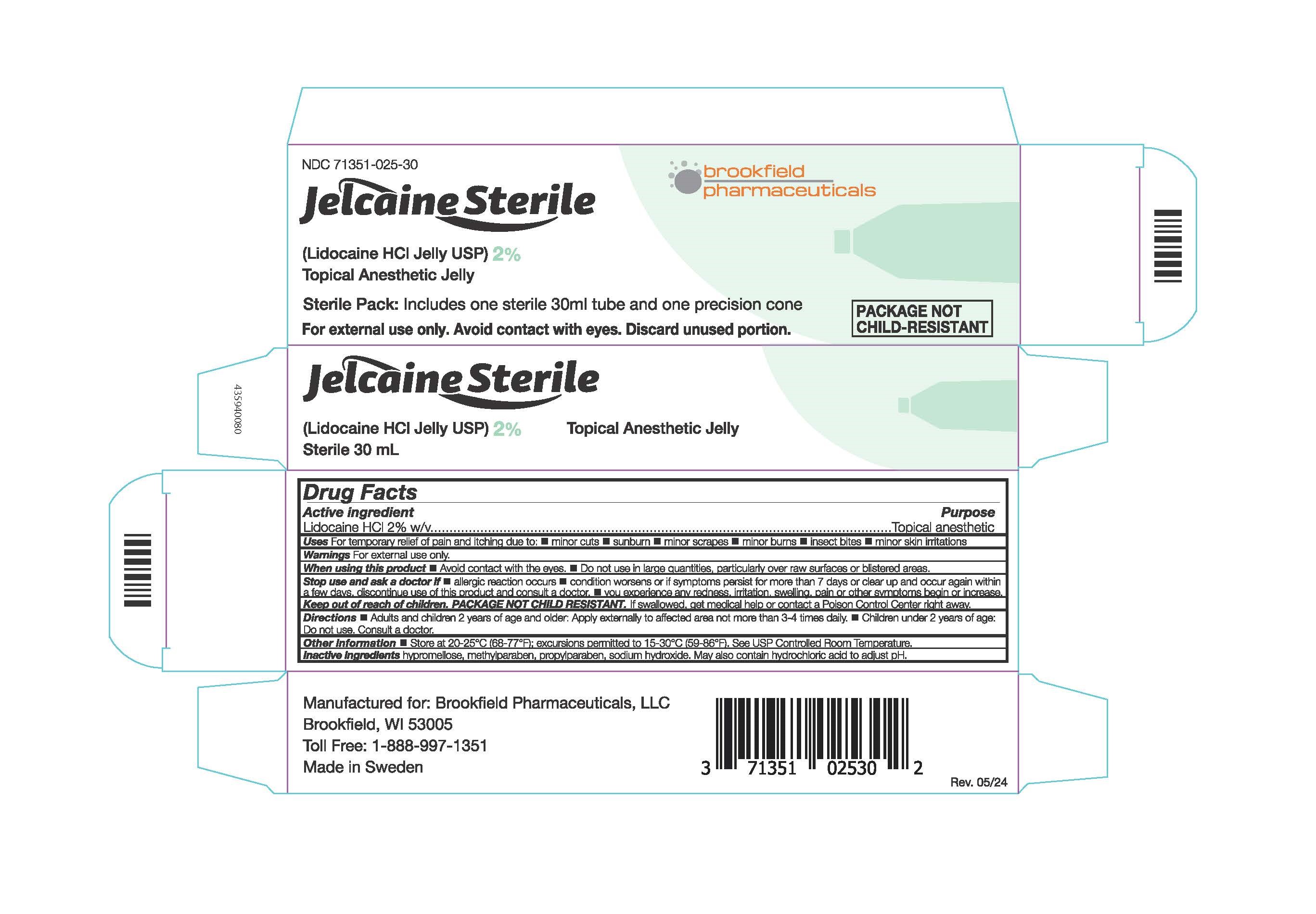 Jelcaine Sterile Jelly Product Images - NDC 71351-025