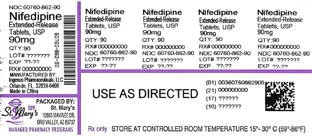 Nifedipine Tablet, Extended Release- Images NDC60760-862