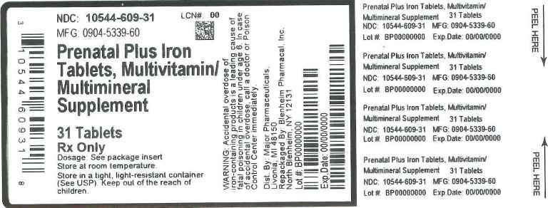 NDC 10544-609 Prenatal Plus Iron