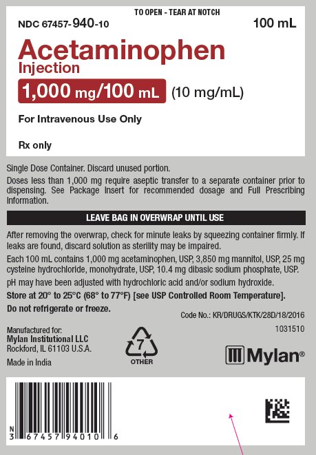 NDC 67457-940 Acetaminophen Images - Packaging, Labeling & Appearance