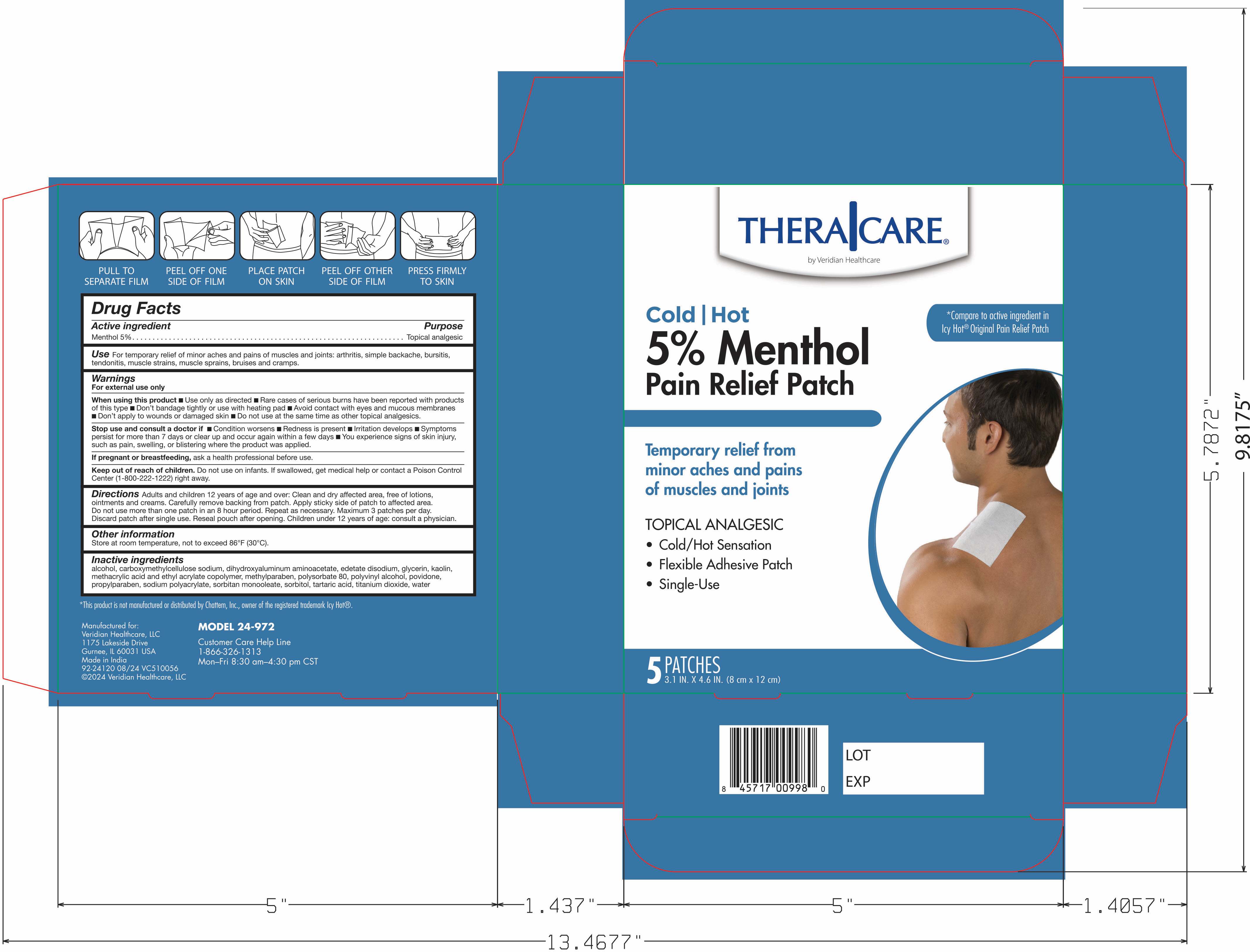 Theracare 5% Menthol Pain Relief Patch- Images NDC71101-053