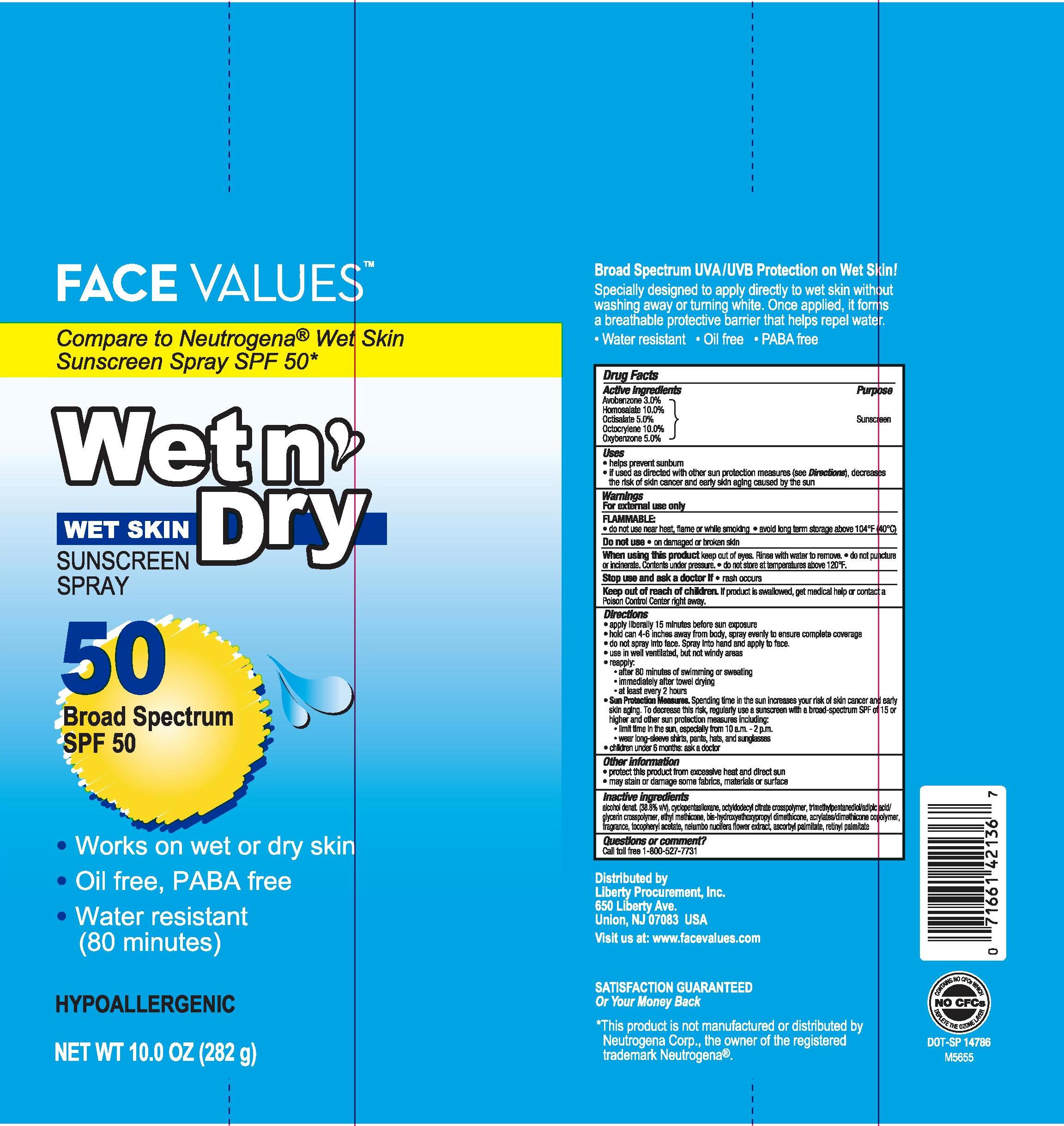 NDC 63940-060 Face Values Wet N Dry Wet Skin Spf 50 Sunscreen ...