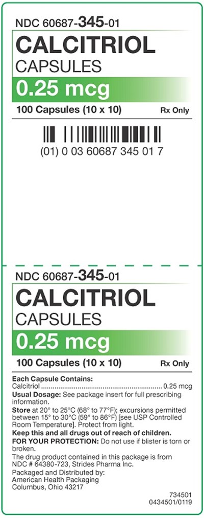NDC 60687-345 Calcitriol Calcitriol Capsules 0.25 Mcg