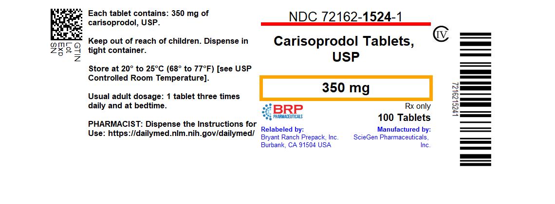 NDC 72162-1524 Carisoprodol Tablet Oral