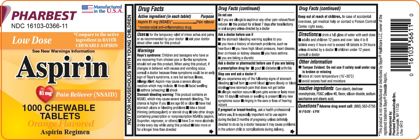 Low Dose Aspirin Product Images - NDC 16103-366