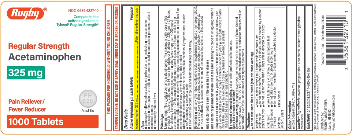NDC 0536-1327 Rugby Regular Strength Acetaminophen Tablet Oral