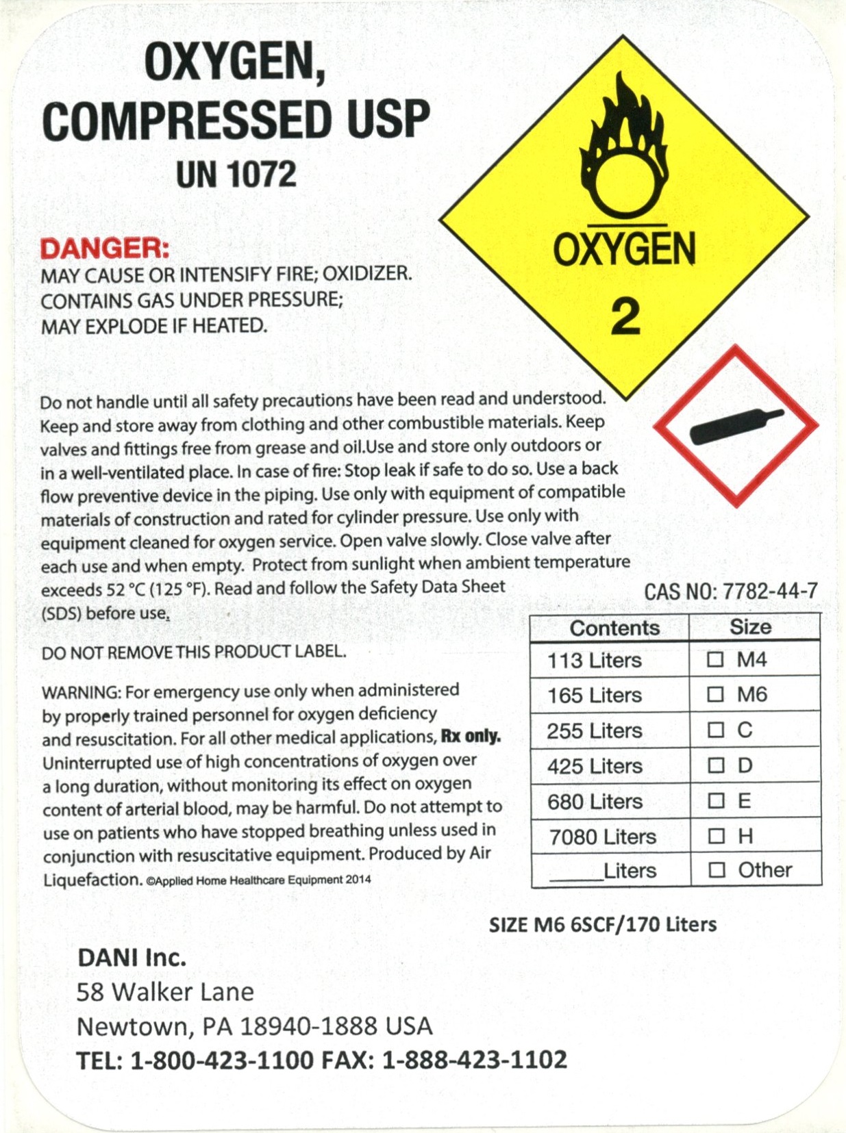 FDA Label for Oxygen - Indications, Usage & Precautions
