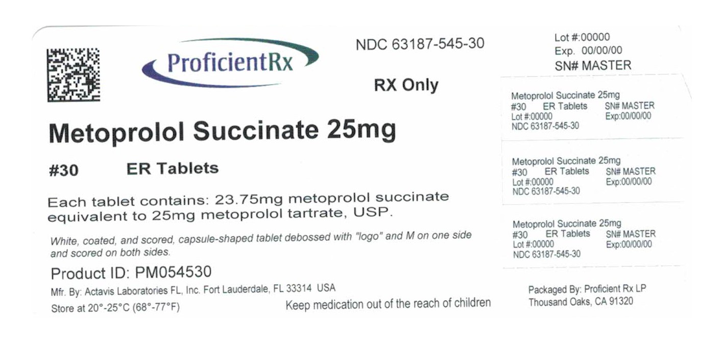 NDC 63187-546 Metoprolol Succinate Tablet, Film Coated, Extended ...