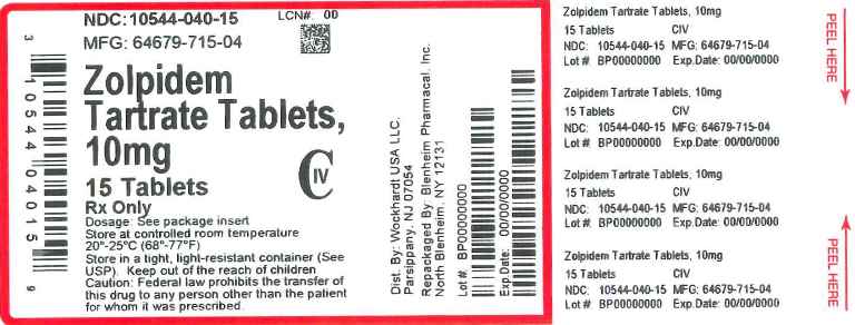 Zolpidem Tartrate- Images NDC10544-040
