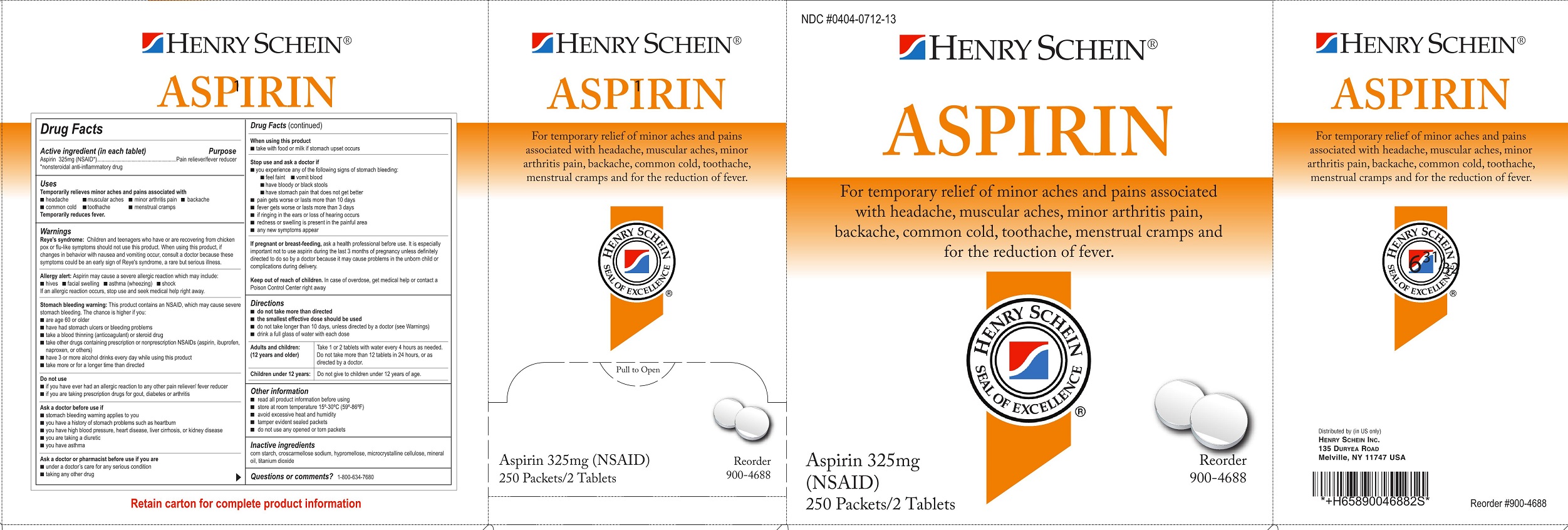 NDC 0404-0712 Henry Schein Aspirin Aspirin Tablet, Film Coated Oral