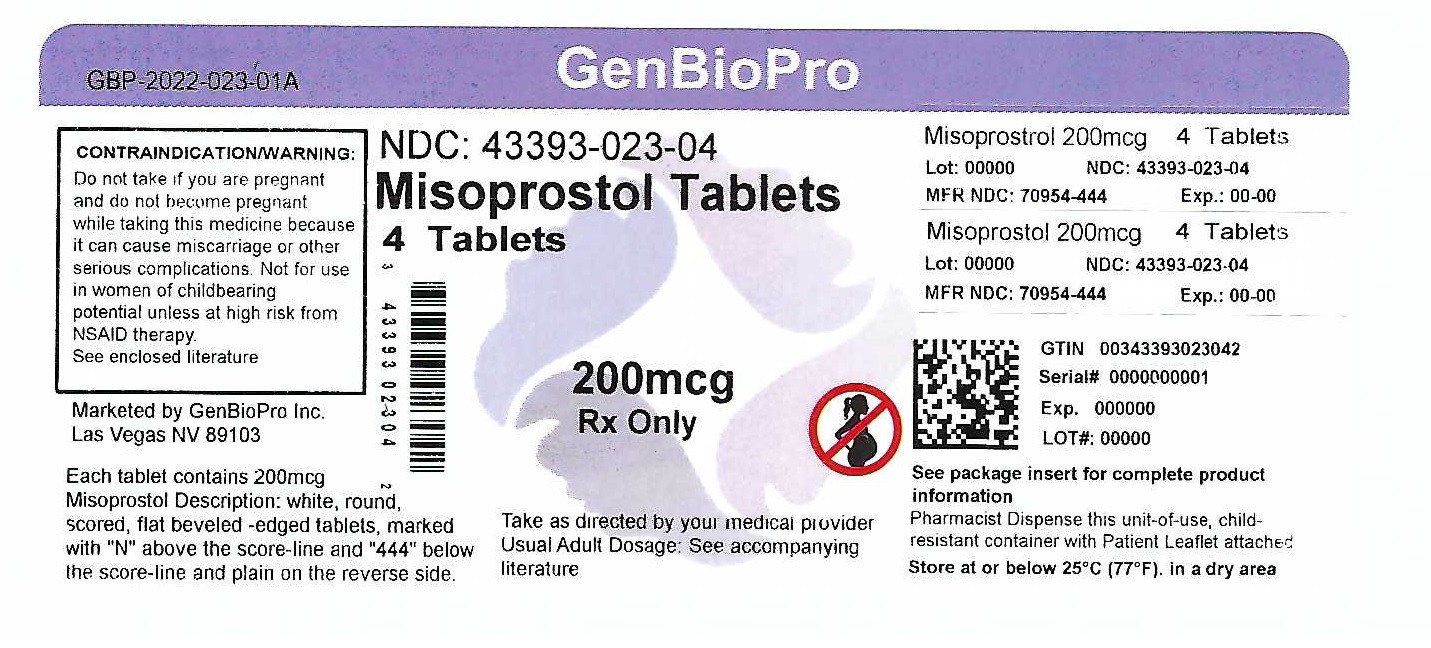 NDC Package 43393-023-04 Misoprostol Tablet Oral