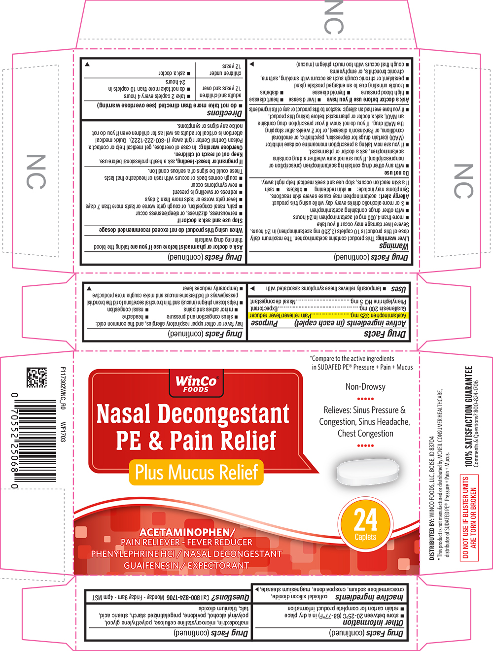 FDA Label for Nasal Decongestant Pe And Pain Relief Plus Mucus Relief ...