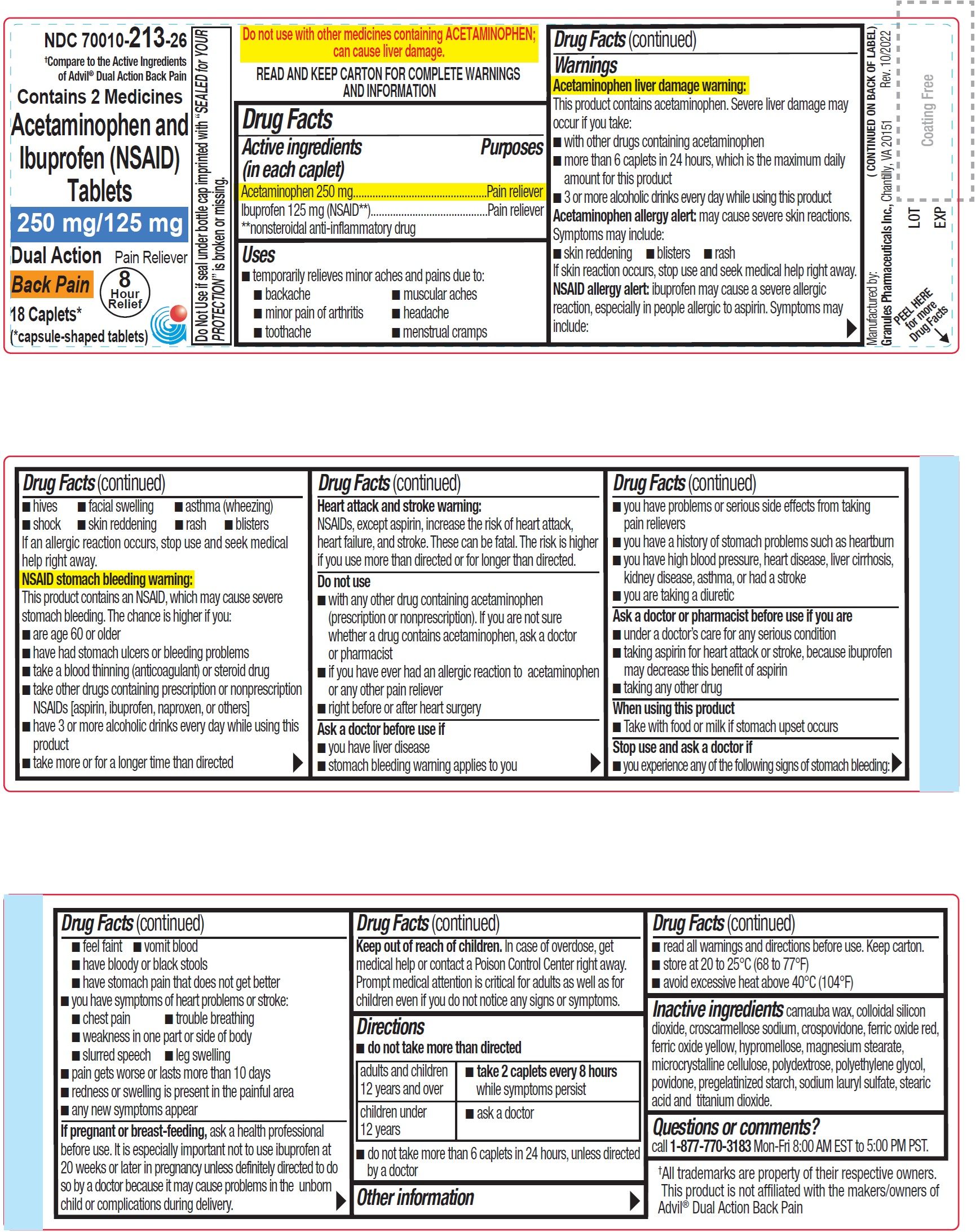 FDA Label for Acetaminophen And Ibuprofen Back Pain Tablet Oral ...