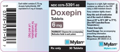 NDC 0378-5391 Doxepin Hydrochloride Tablet Oral