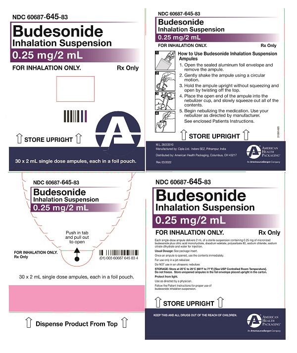 NDC 60687-645 Budesonide Inhalation Suspension Inhalant Oral
