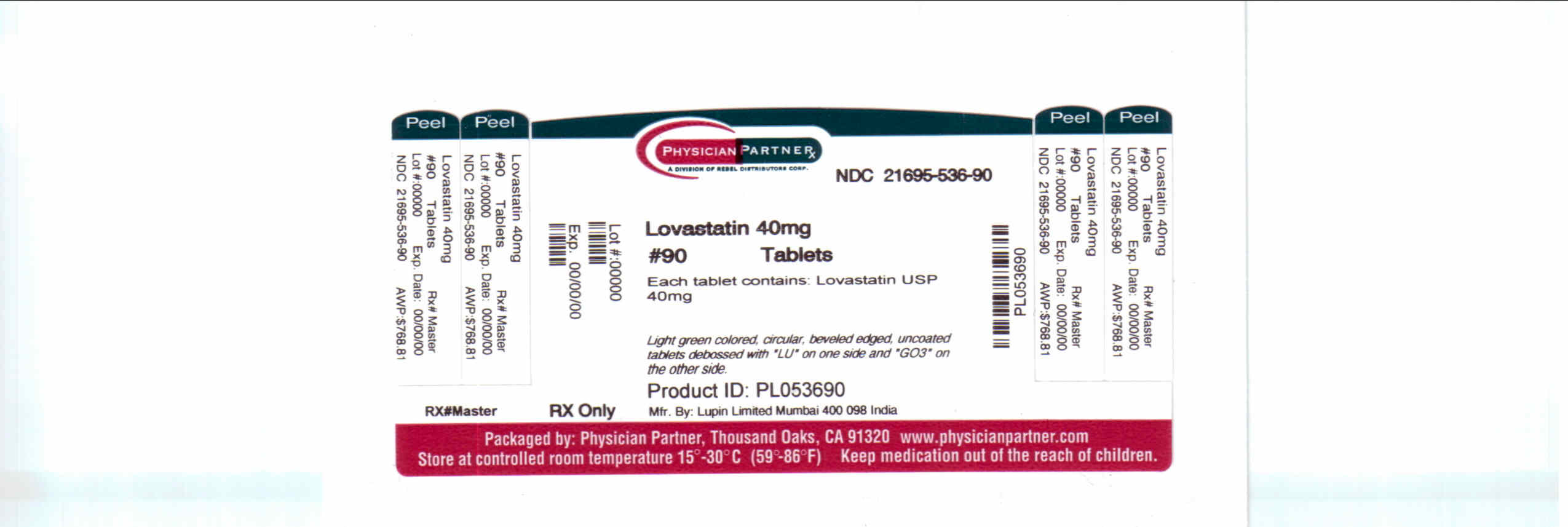 NDC 21695-536 Lovastatin