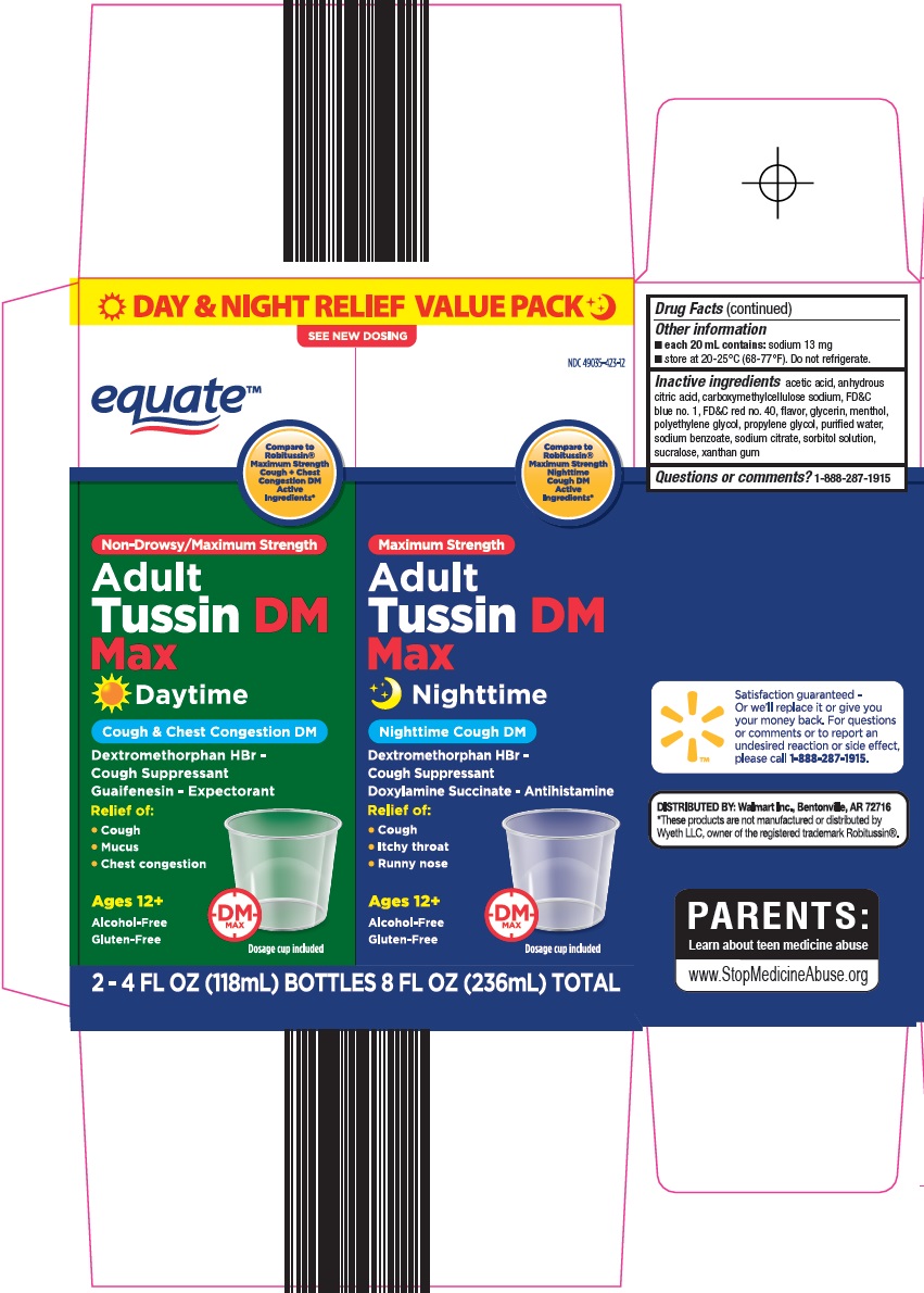 NDC 49035-423 Equate Tussin Dm Max Daytime Nighttime Dextromethorphan ...