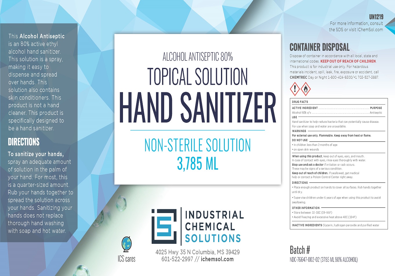 NDC 76647-002 Topical Solution Hand Sanitizer Label Information ...