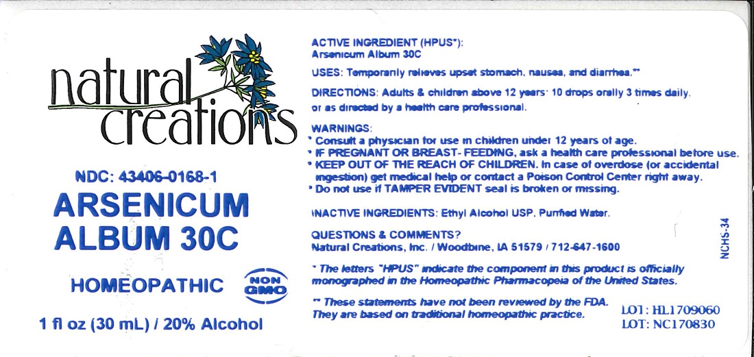 NDC 43406-0168 Arsenicum Album 30c Liquid Oral