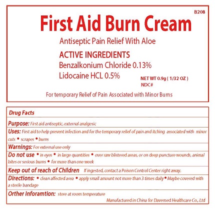 NDC 70897-001 First Aid Burn Cream